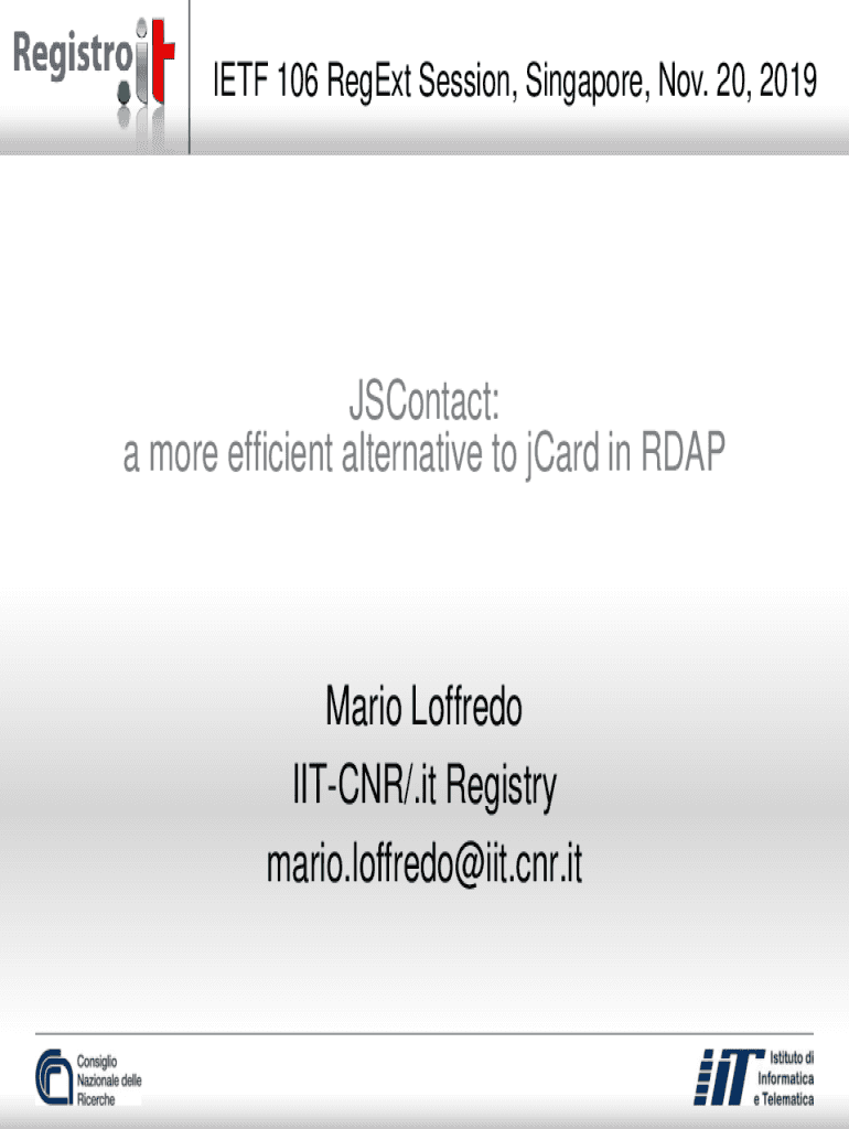 Fillable Online datatracker ietf JSContact: a more efficient alternative to jCard in RDAP Mario ...