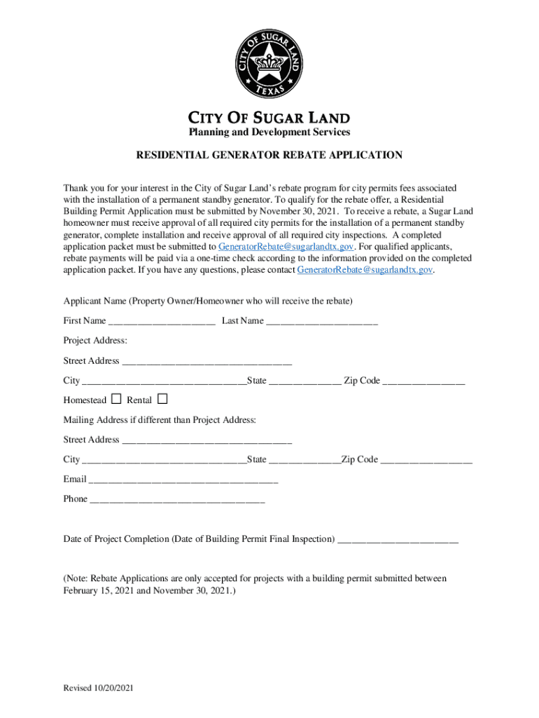 Fillable Online Planning and Development Services RESIDENTIAL GENERATOR ... Fax Email Print ...