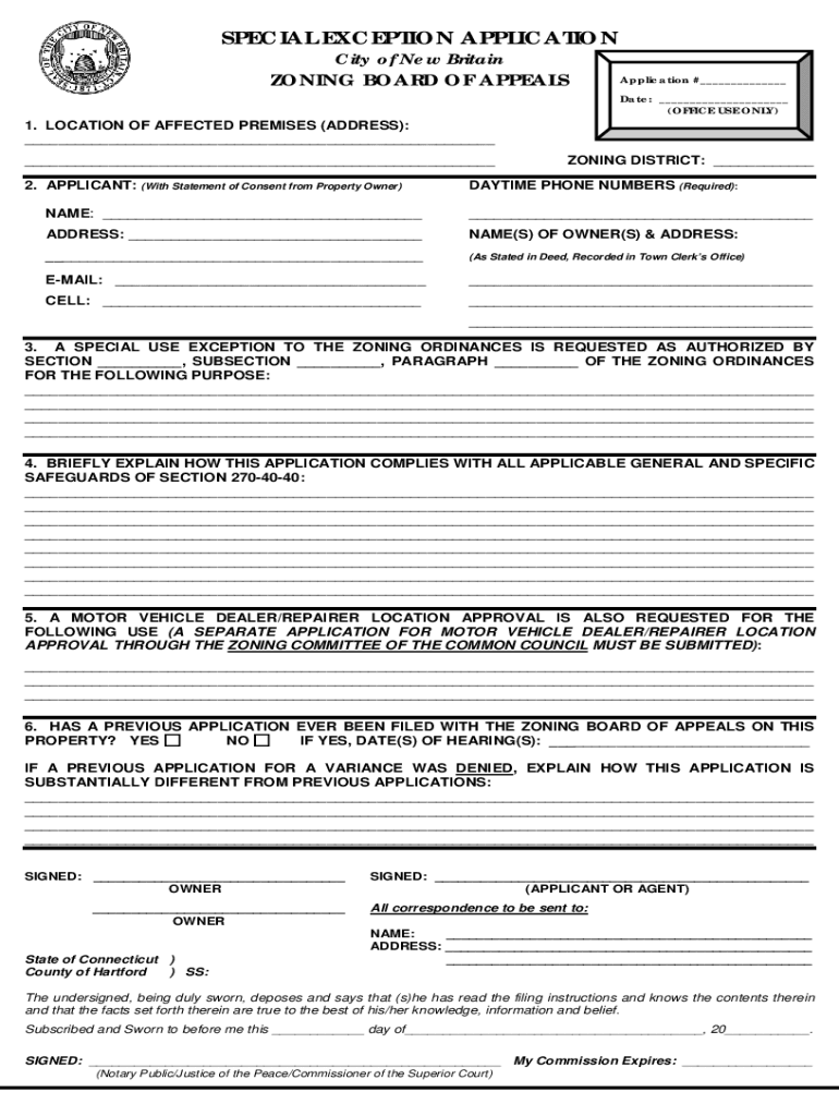 Fillable Online Special Exception Application Form Fax Email Print - pdfFiller