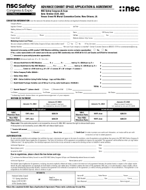 Fillable Online congress nsc ADVANCEEXHIBIT SPACE APPLICATION ...