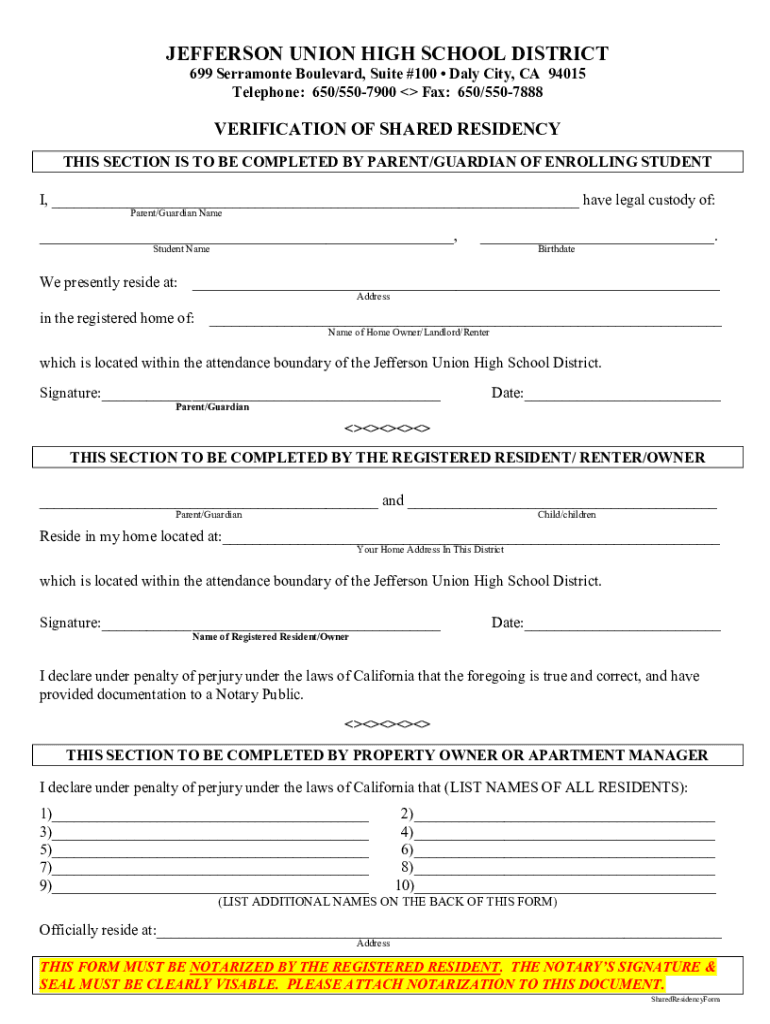Fillable Online Shared Residency Form.docx Fax Email Print - pdfFiller