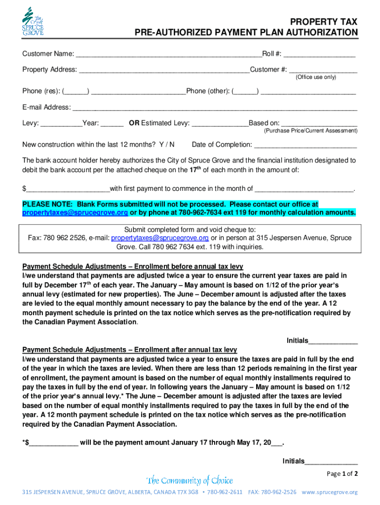 Fillable Online Pre-Authorized Payment Sign-Up Form Fax Email Print - pdfFiller