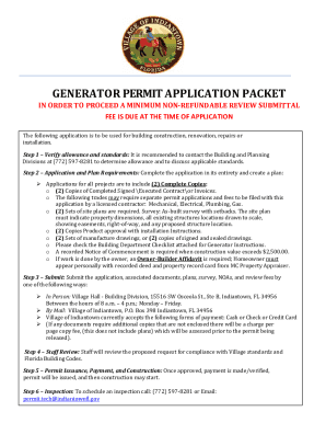 Fillable Online GENERATOR PERMIT APPLICATION PACKET Fax Email Print ...