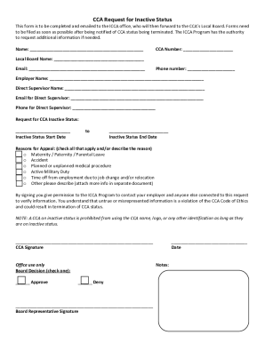 Fillable Online CCA Request for Inactive Status Form 2021.docx Fax Email Print - pdfFiller