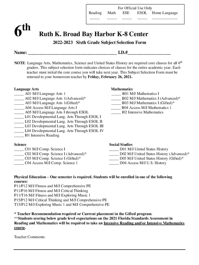 Fillable Online Ruth K. Broad Bay Harbor K-8 Center - Florida Fax Email ...
