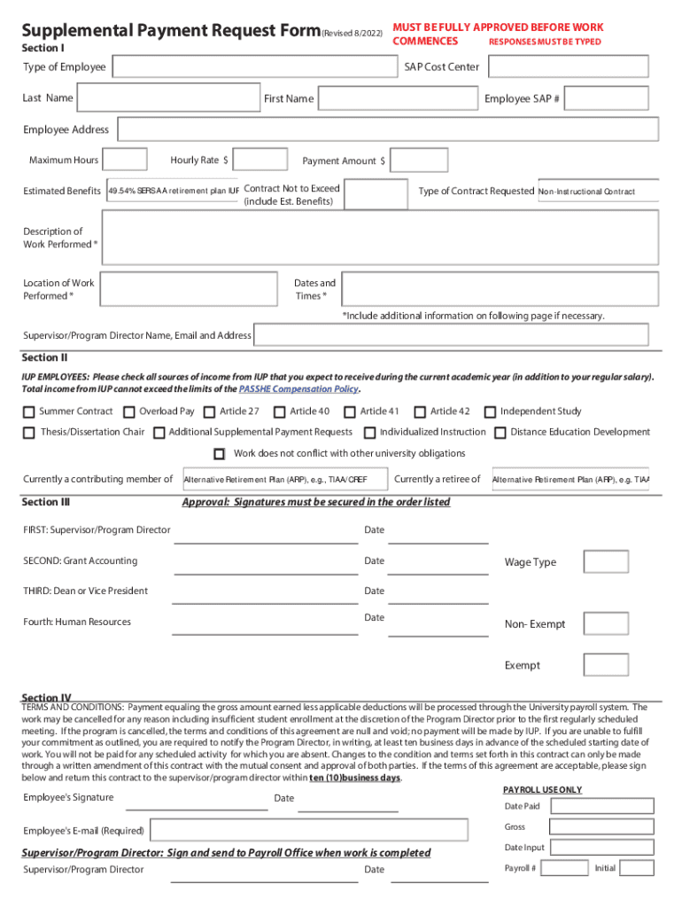 Fillable Online Supplemental Payment Request Form(Revised 8/2022) Fax Email Print - pdfFiller