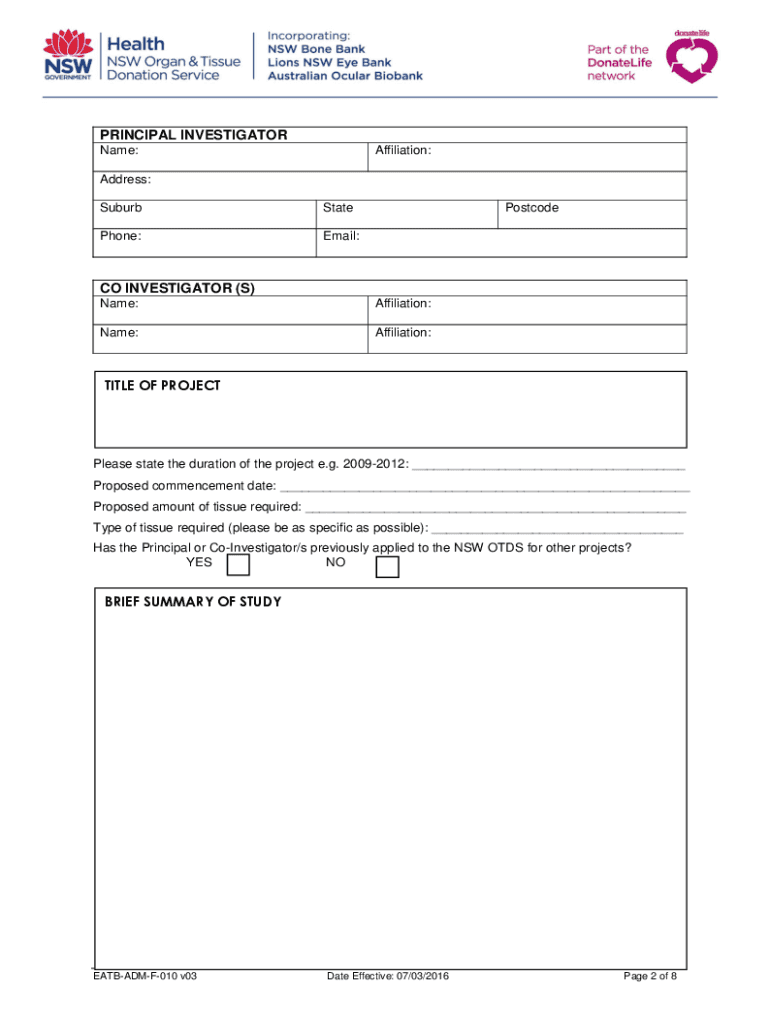 Fillable Online RESEARCH APPLICATION FORM Fax Email Print - pdfFiller