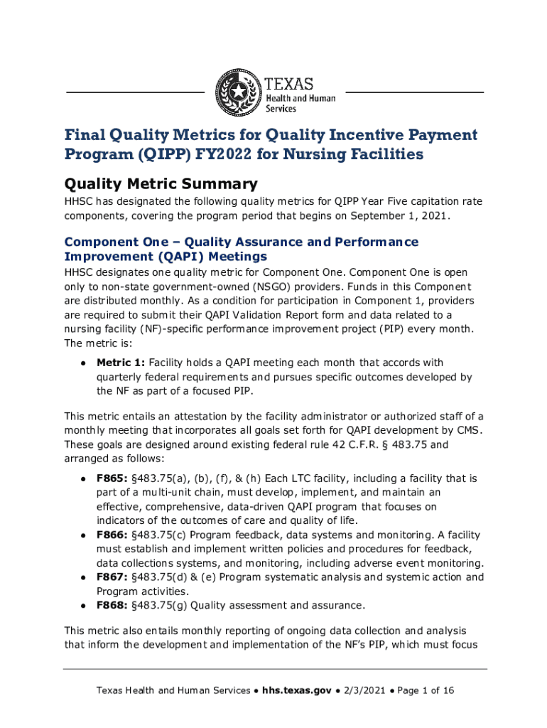 Fillable Online QIPP Overview and History - Texas Health and Human ...