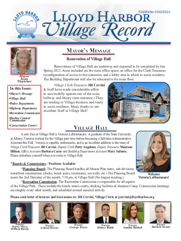 Fillable Online Mayor's Messages - Village of Lloyd Harbor Fax Email ...