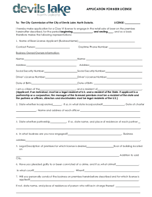 Fillable Online Application for Beer License Fax Email Print - pdfFiller