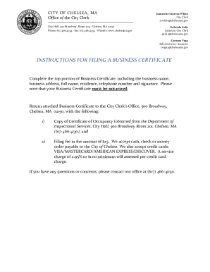 Fillable Online INSTRUCTIONS FOR FILING A BUSINESS CERTIFICATE Fax Email Print - pdfFiller