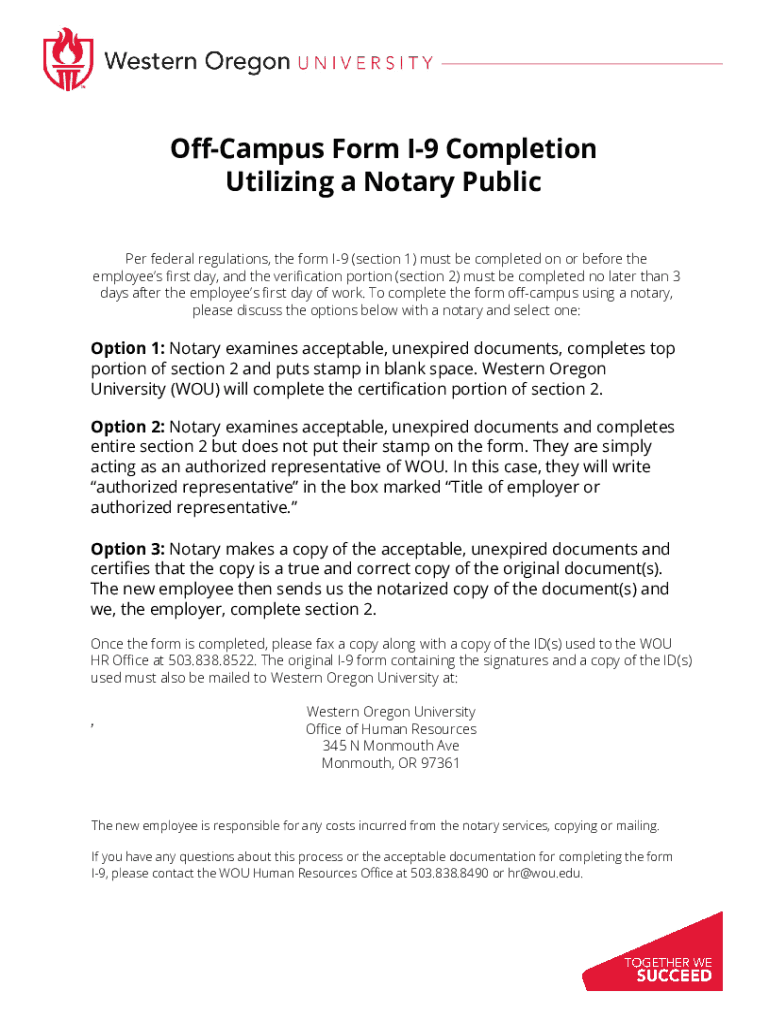 Fillable Online Off-Campus Form I-9 Completion Utilizing a Notary ...
