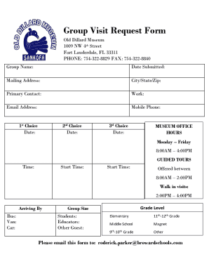 Fillable Online Group Visit Request Form - Old Dillard ... Fax Email ...