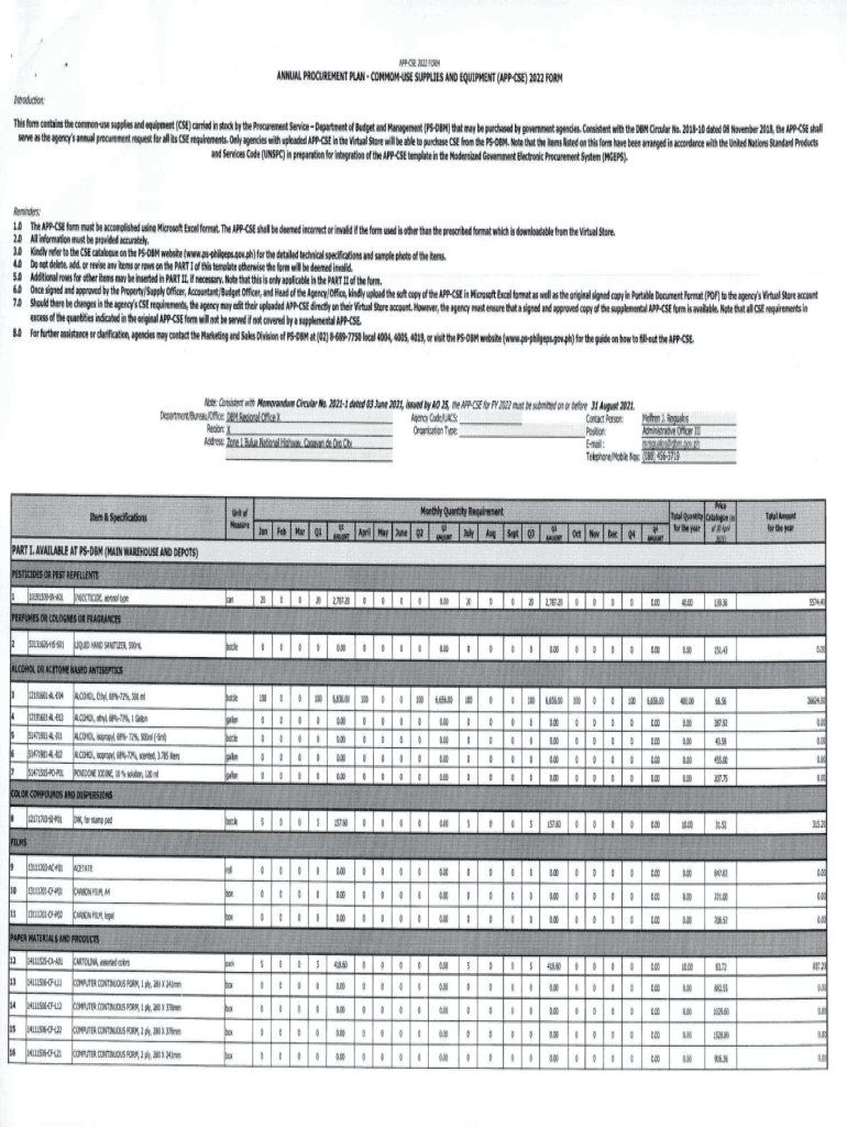 Fillable Online Common-use Supplies and Equipment (APP-CSE) 2022 ... Fax Email Print - pdfFiller