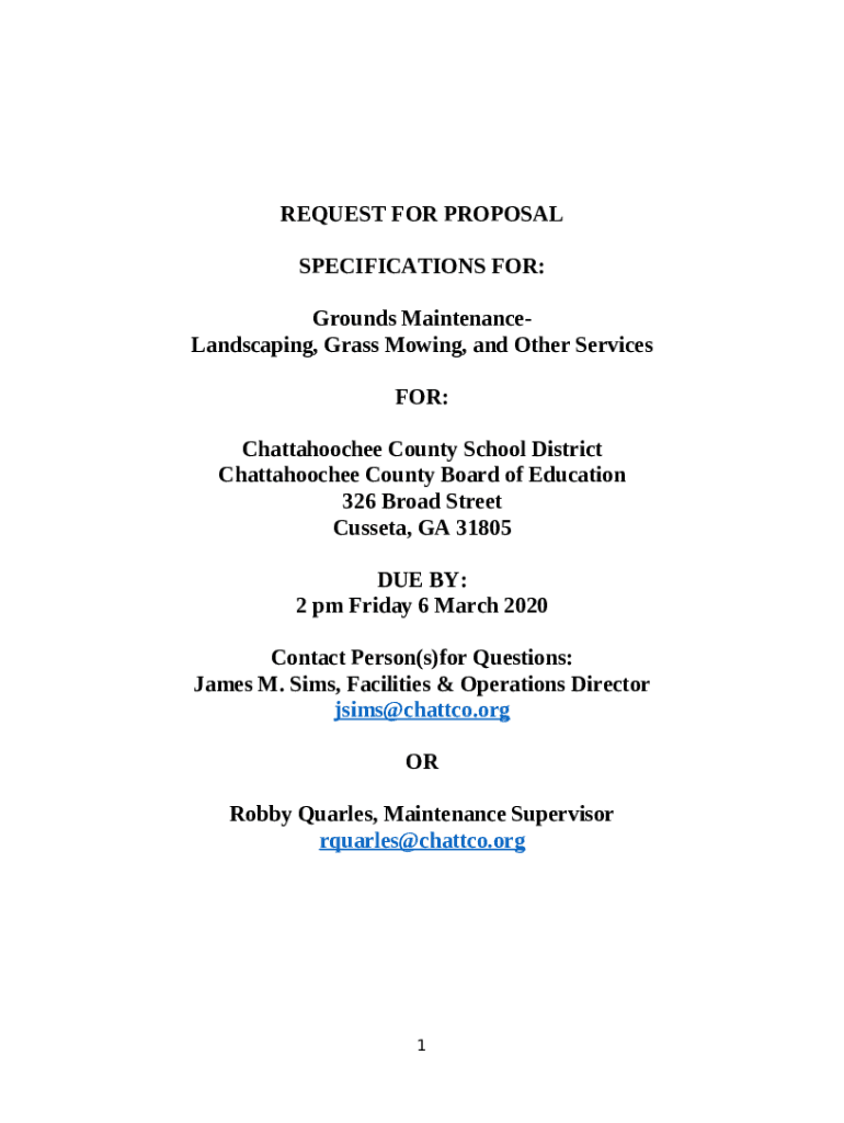 Request For Proposal Specifications for: Grounds ... Doc Template ...