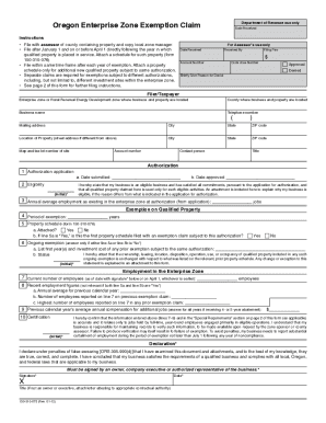 Fillable Online co benton or Oregon Enterprise Zone Exemption Claim ...
