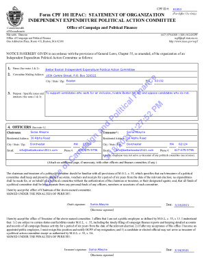 Fillable Online Form CPF 101 IEPAC: STATEMENT OF ORGANIZATION Fax Email ...