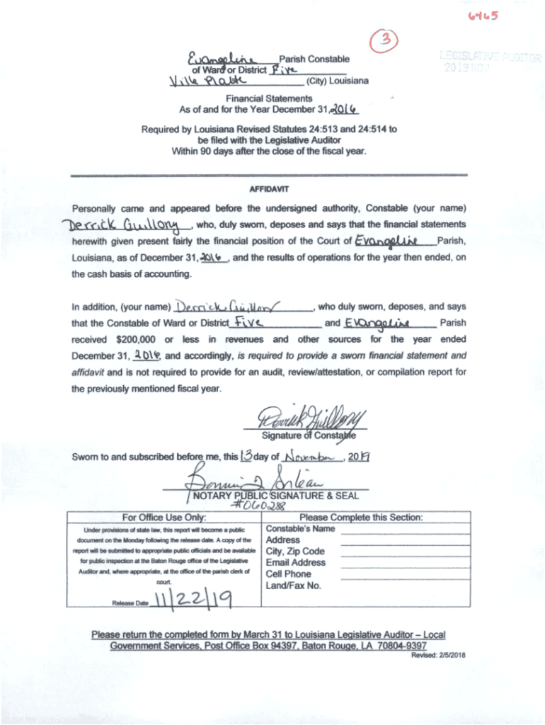 Fillable Online lla la Rapides Parish Constable, Ward 4, 1st Justice ...