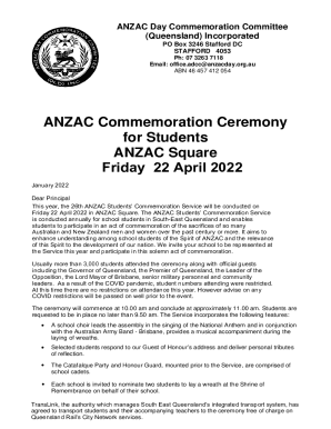 Fillable Online Welcome to the ANZAC Day Commemoration ... Fax Email ...