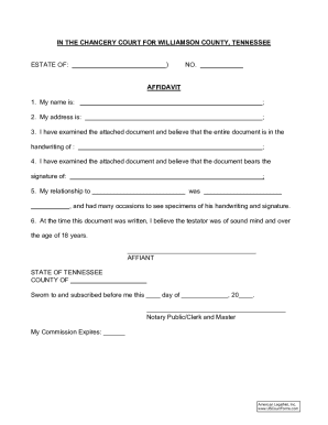 Fillable Online Affidavit (Of Witnesses To Holographic Will ...