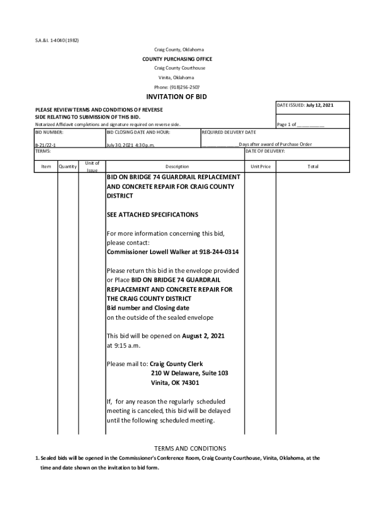 Fillable Online INVITATION OF BID Fax Email Print - pdfFiller