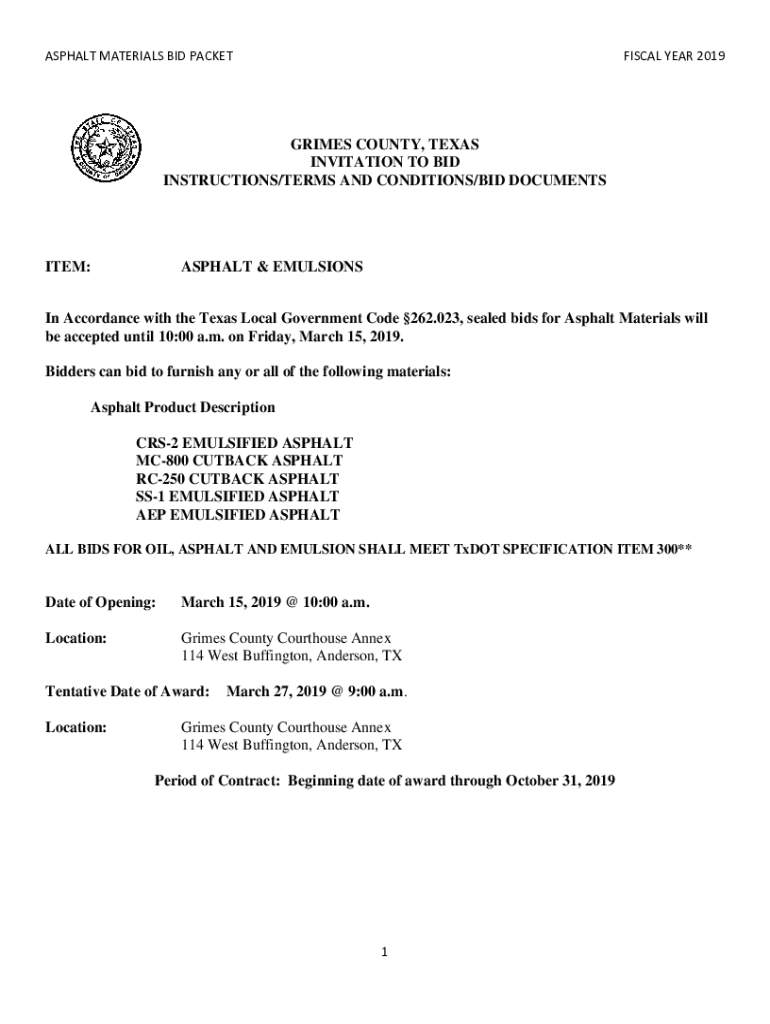 Fillable Online Bid 2021-005 Asphalt- Emulsions and Road Oil ...