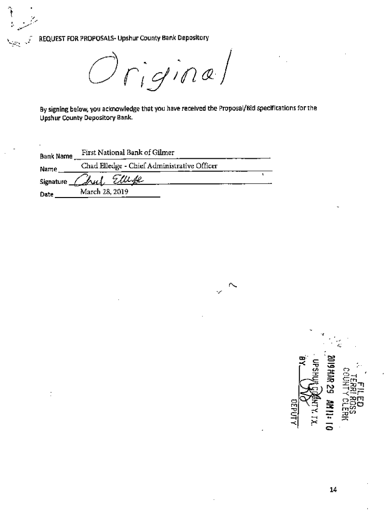 Fillable Online request for proposal - bank depository contract for ... Fax Email Print - pdfFiller