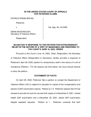 Fillable Online Fiscal Year 2024 Request for the Department of Veterans ...