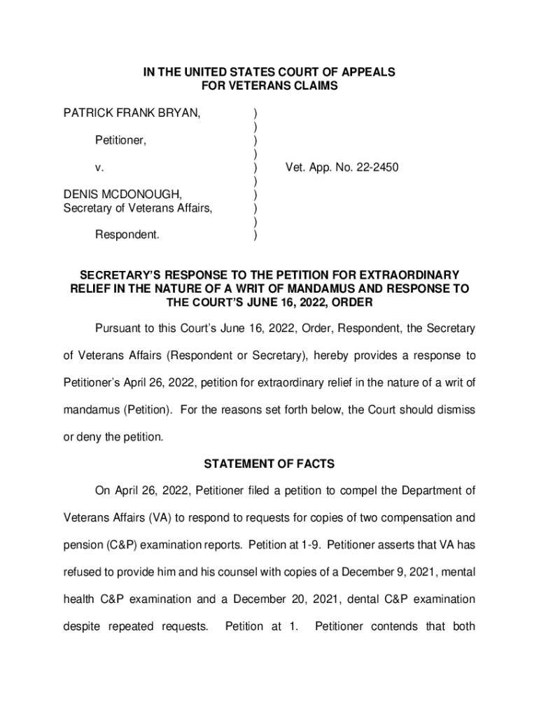 Fillable Online Fiscal Year 2024 Request for the Department of Veterans ...