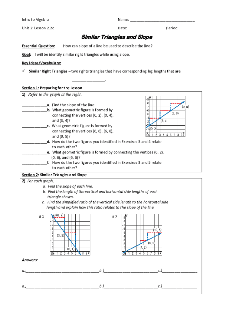 Fillable Online Intro - Unit 2 - Lesson 2.2b - Slope Formula - ... Fax ...