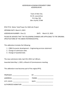 Fillable Online ADDENDUM ACKNOWLEDGEMENT FORM Solicitation No. Fax Email Print - pdfFiller