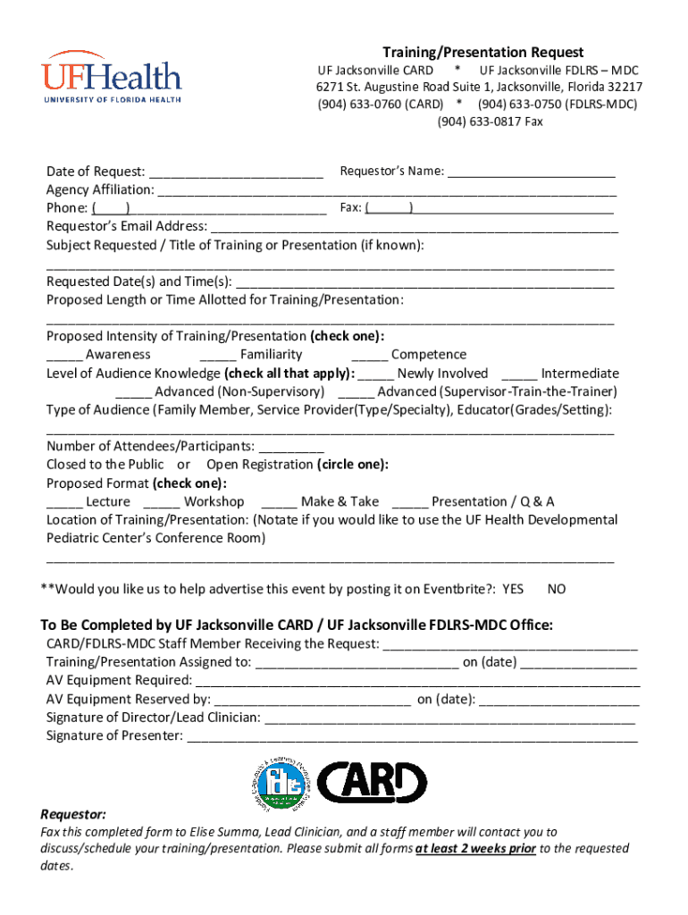 Fillable Online Training Presentation Request Fax Email Print - pdfFiller