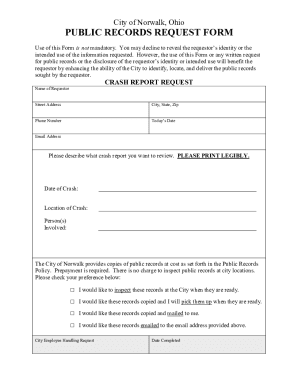 Fillable Online Public Records Request Form - City of Norwalk Fax Email ...