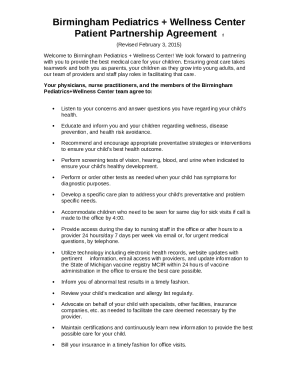 Birmingham Pediatrics + Wellness Center Patient Partnership Agreement ...
