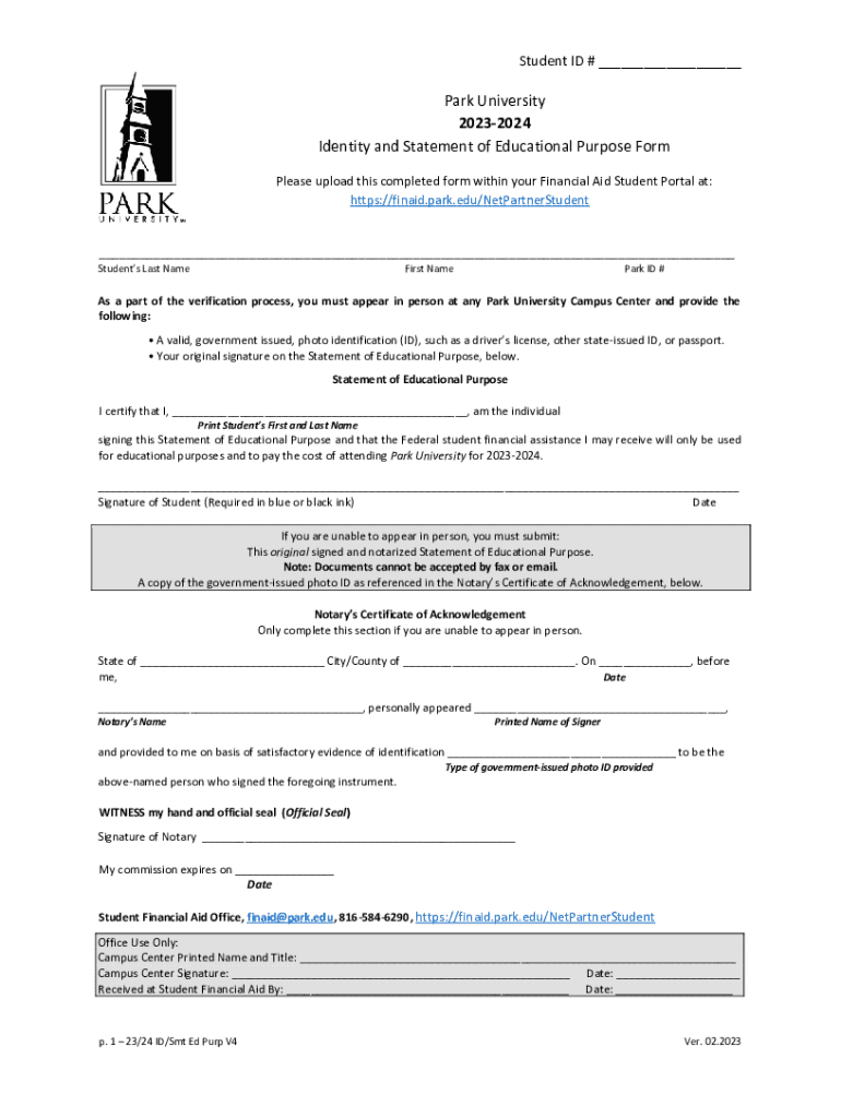 Fillable Online 2324-Identity-Statement-of-Educational-Purpose. ... Fax Email Print - pdfFiller