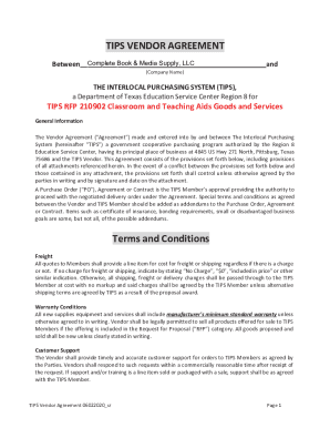 Fillable Online Form Tips Vendor Agreement Signature Form Sample ...