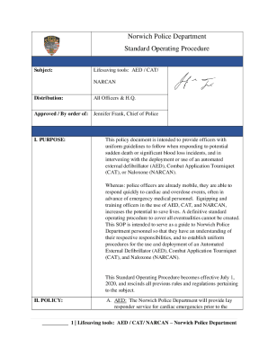 Fillable Online norwich vt Norwich Police Department Standard Operating ...