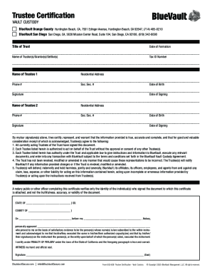 Fillable Online Trustee Certification Fax Email Print - pdfFiller
