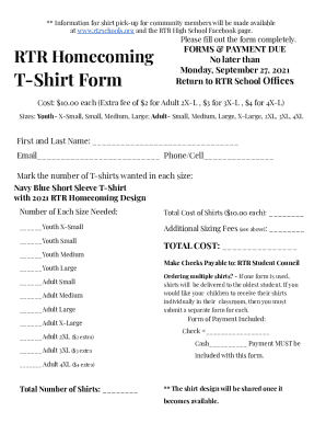 Fillable Online Community Order Homecoming Shirt Form 2021 Fax Email ...