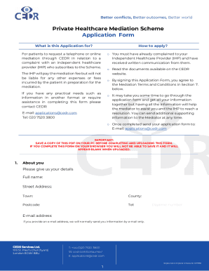 Fillable Online Private Healthcare Mediation Scheme Application Form Fax Email Print - pdfFiller