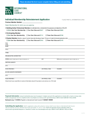 Fillable Online Individual Membership Reinstatement Application Fax Email Print - pdfFiller