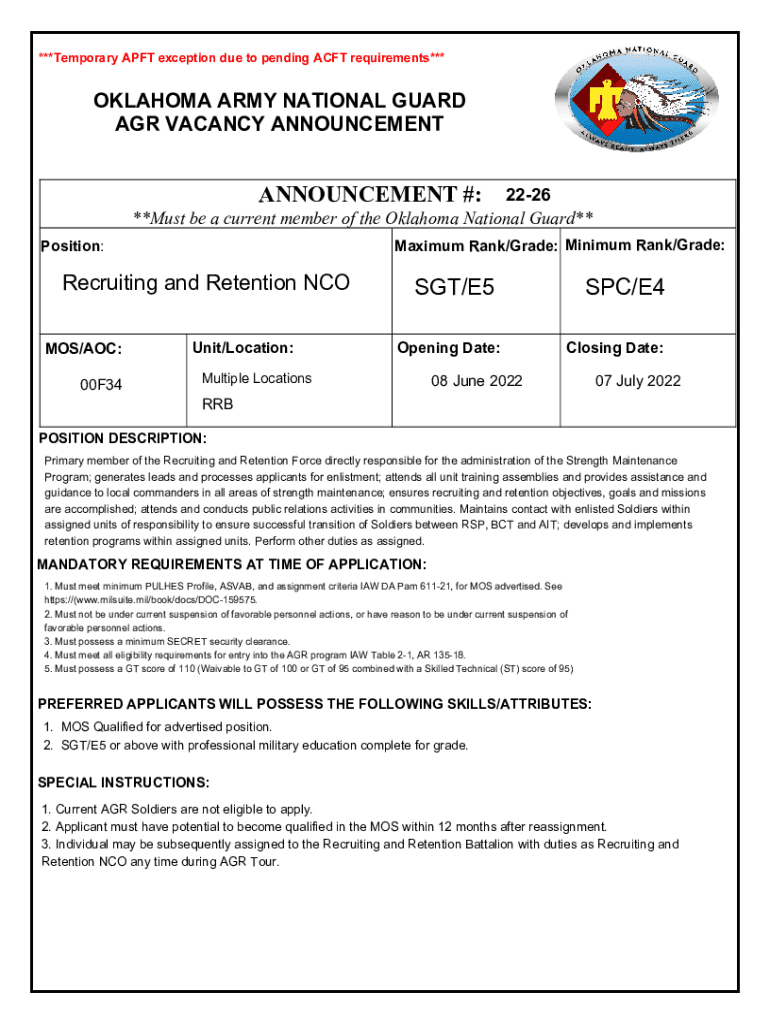 Fillable Online ok ng New ACFT Policy And Effective Date Changes Fax ...