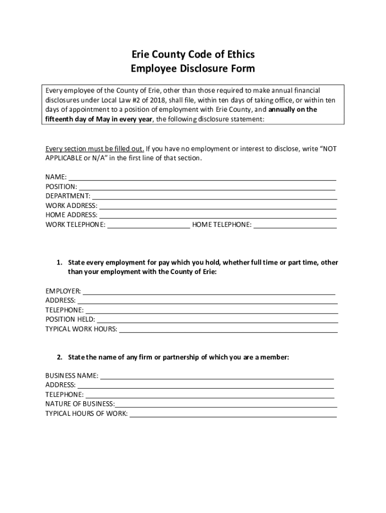 Fillable Online 2021 Employee Disclosure Form FAQ1.pdf - Erie County ...