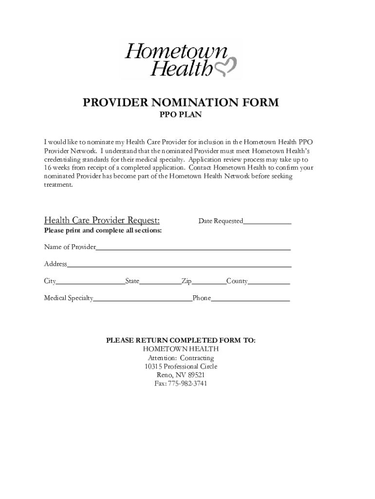 Fillable Online Hometown Health - Provider Intent Form Fax Email Print ...