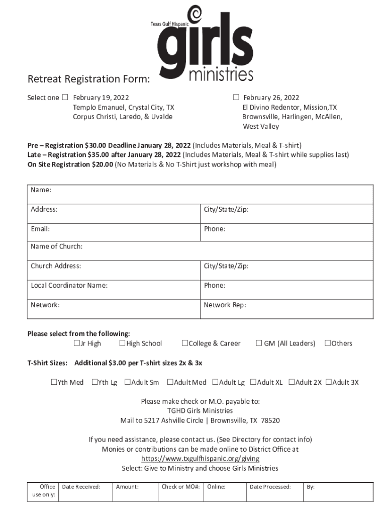Fillable Online Retreat Registration Form: : Fax Email Print - pdfFiller