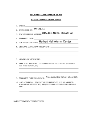 Fillable Online SECURITY ASSESSMENT TEAMEVENT BRIEFING FORM Fax Email ...