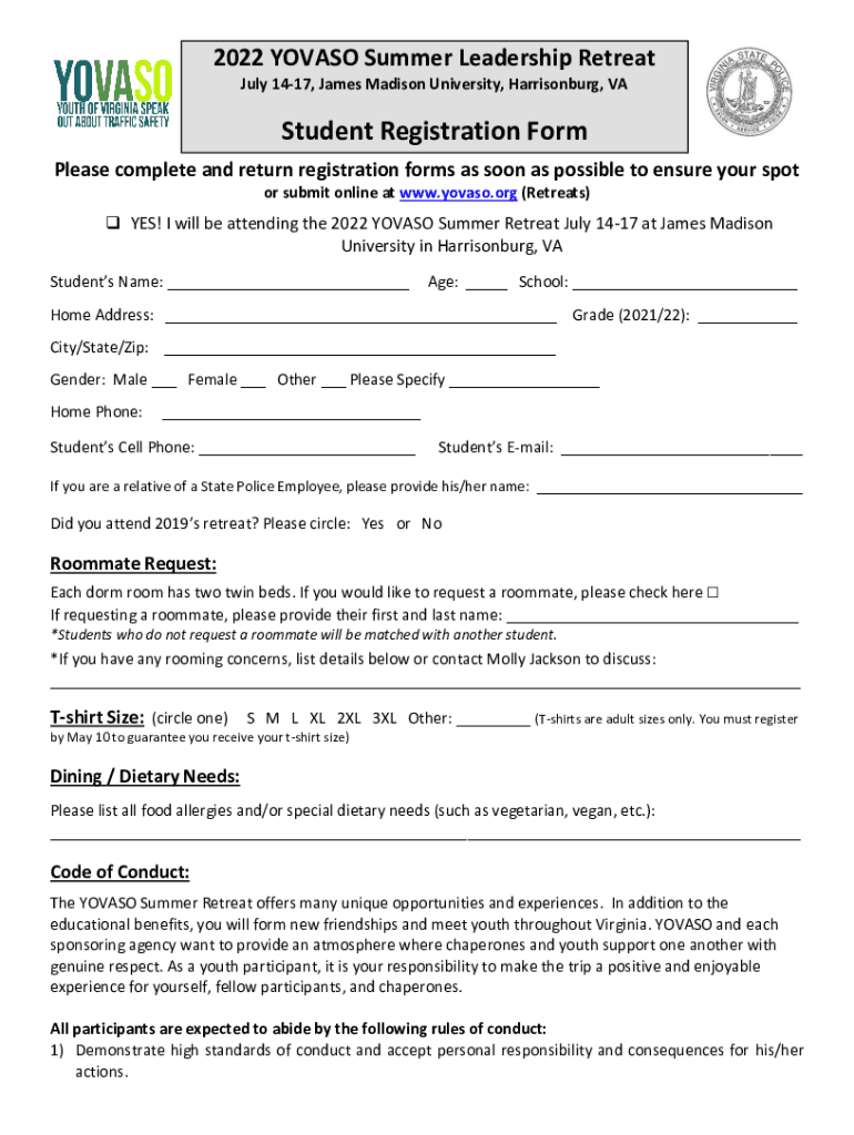 Fillable Online Virginia teens invited to attend Summer Leadership ...