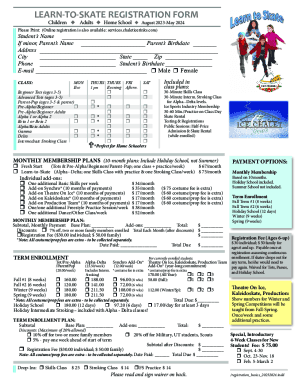 Fillable Online LEARN-TO-SKATE REGISTRATION FORM Fax Email Print ...