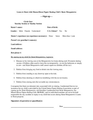 Fillable Online Learn to Skate Form Fax Email Print - pdfFiller