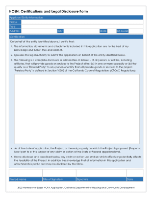 Fillable Online Certifications and Legal Disclosure Form Fax Email ...
